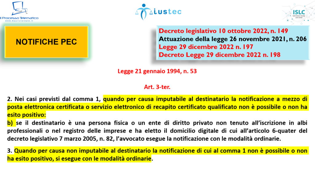TUTTE LE RELATE DI NOTIFICA PEC IN VIGORE DAL 1 MARZO 2023… – Il ...